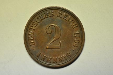 Germany Empire; Copper 2 Pfennig 1904-A | European Coins
