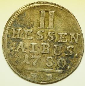 German States - Hesse-Cassel Silver 2 Albus - 4 Kreuzer 1780 BR