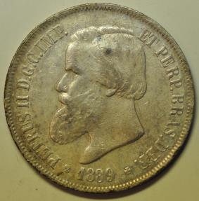 Brazil Silver Crown - 2000 Reis 1889 | South American Coins