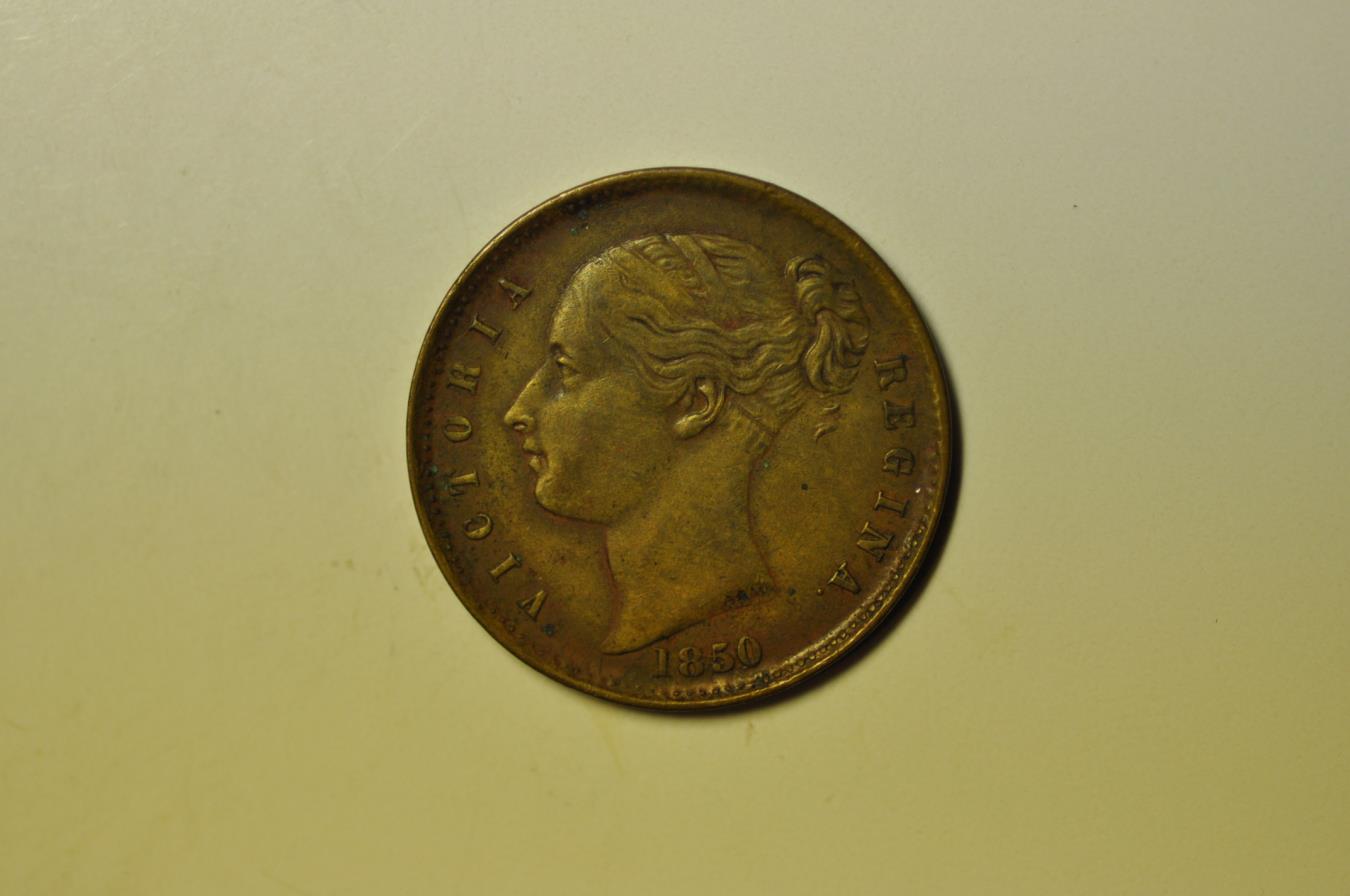 Great Britain; Farthing Token 1850 KEEP YOUR TEMPER | European Coins
