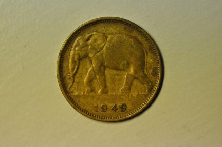 Belgian Congo; Franc 1949 African Elephant | African Coins
