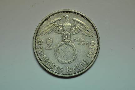 Germany, Third Reich; Silver 2 Reichsmark 1939 A | European Coins