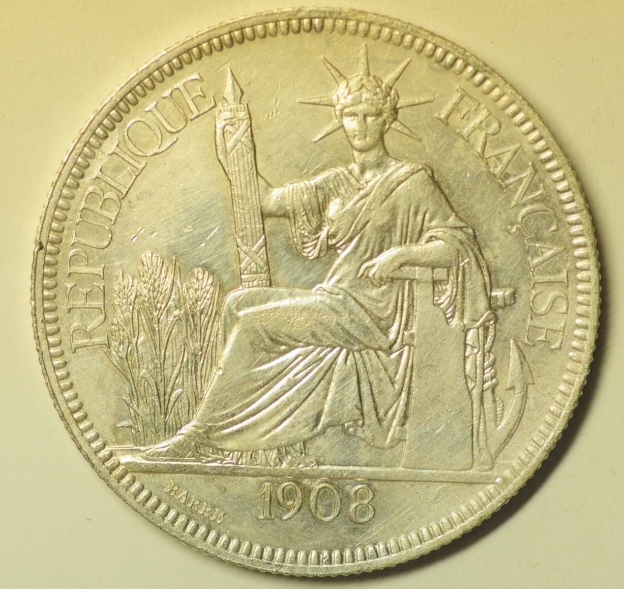 French Indo-China Silver Piastre 1908-A | Asian and Middle Eastern Coins