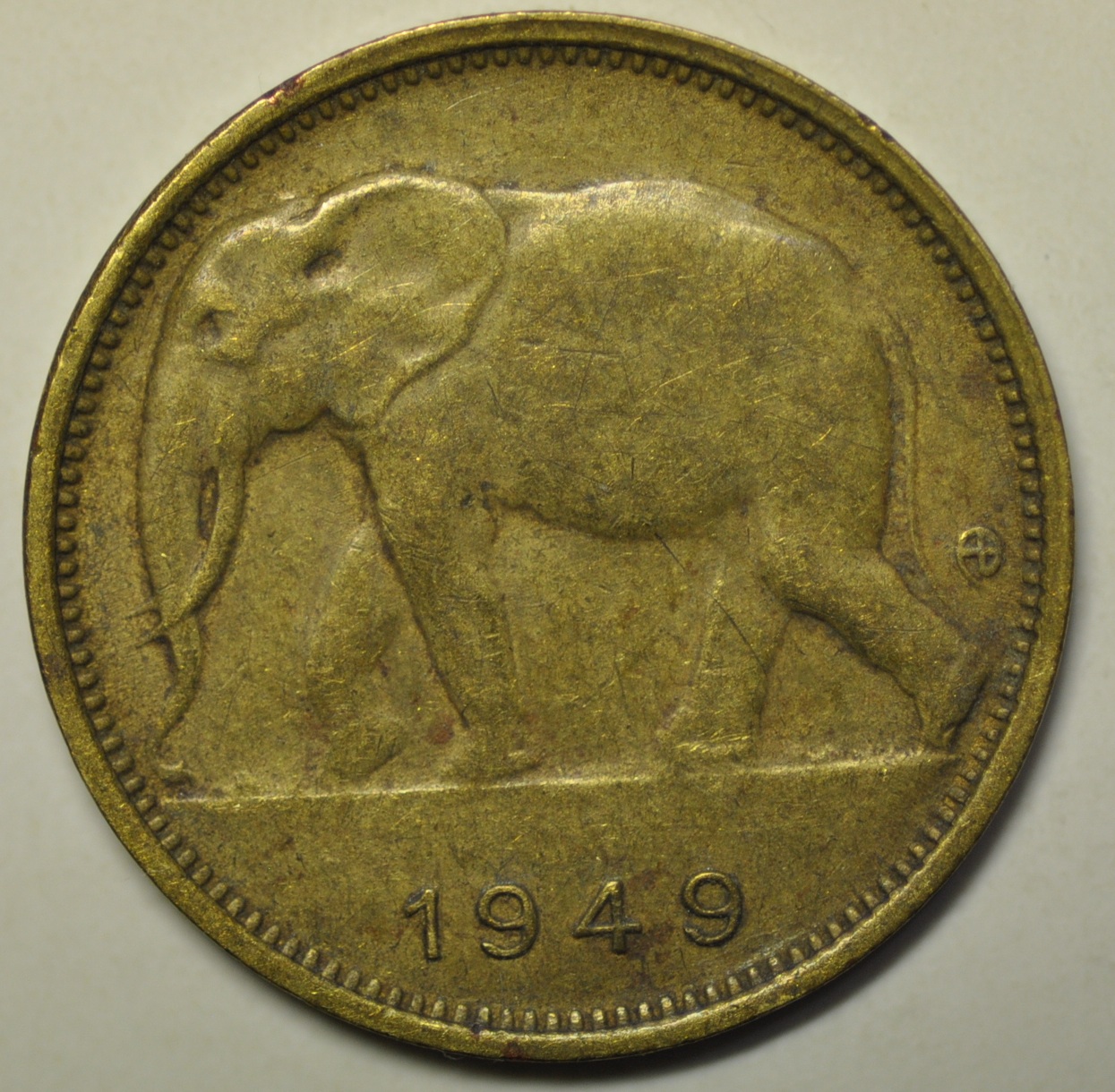 Belgian Congo Franc 1949 African Elephant | African Coins