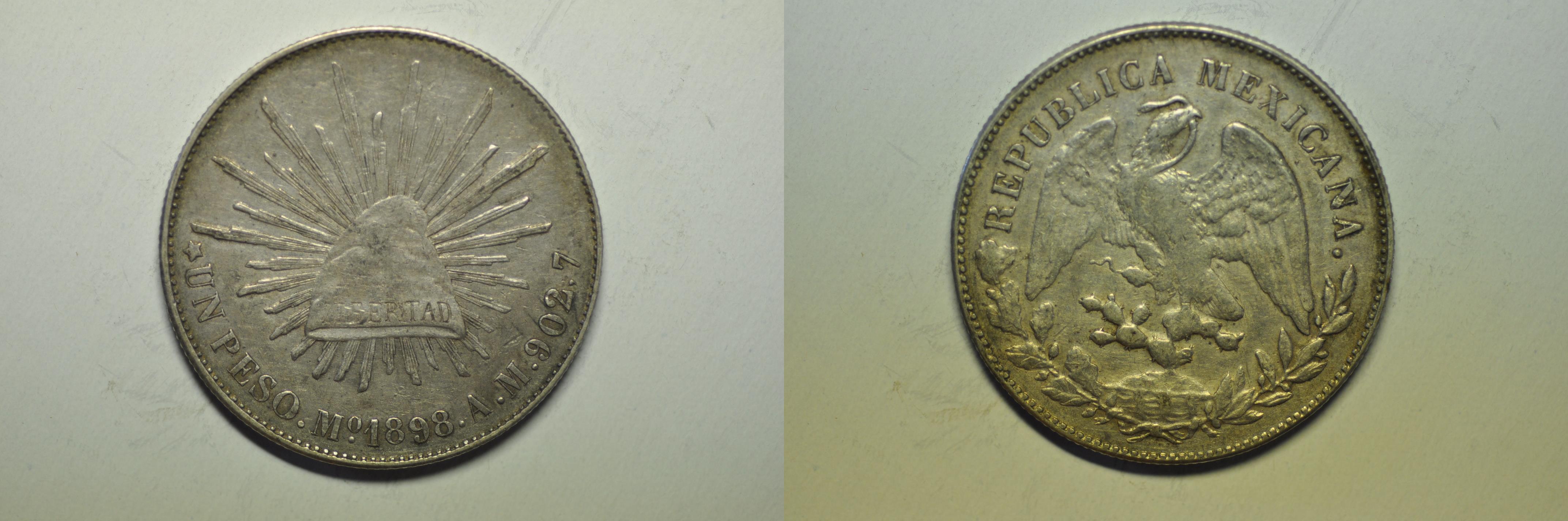 Mexico; Silver Peso 1898 Mo AM | North & Central American and Caribbean ...
