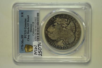 Mexico; Silver 8 Reales 1779-Mo FF PCGS VF details Chinese Chop Marks