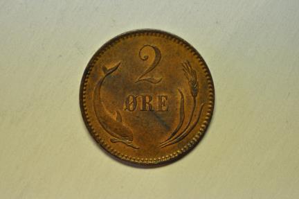 Denmark; 2 Ore 1889 CS AU | European Coins