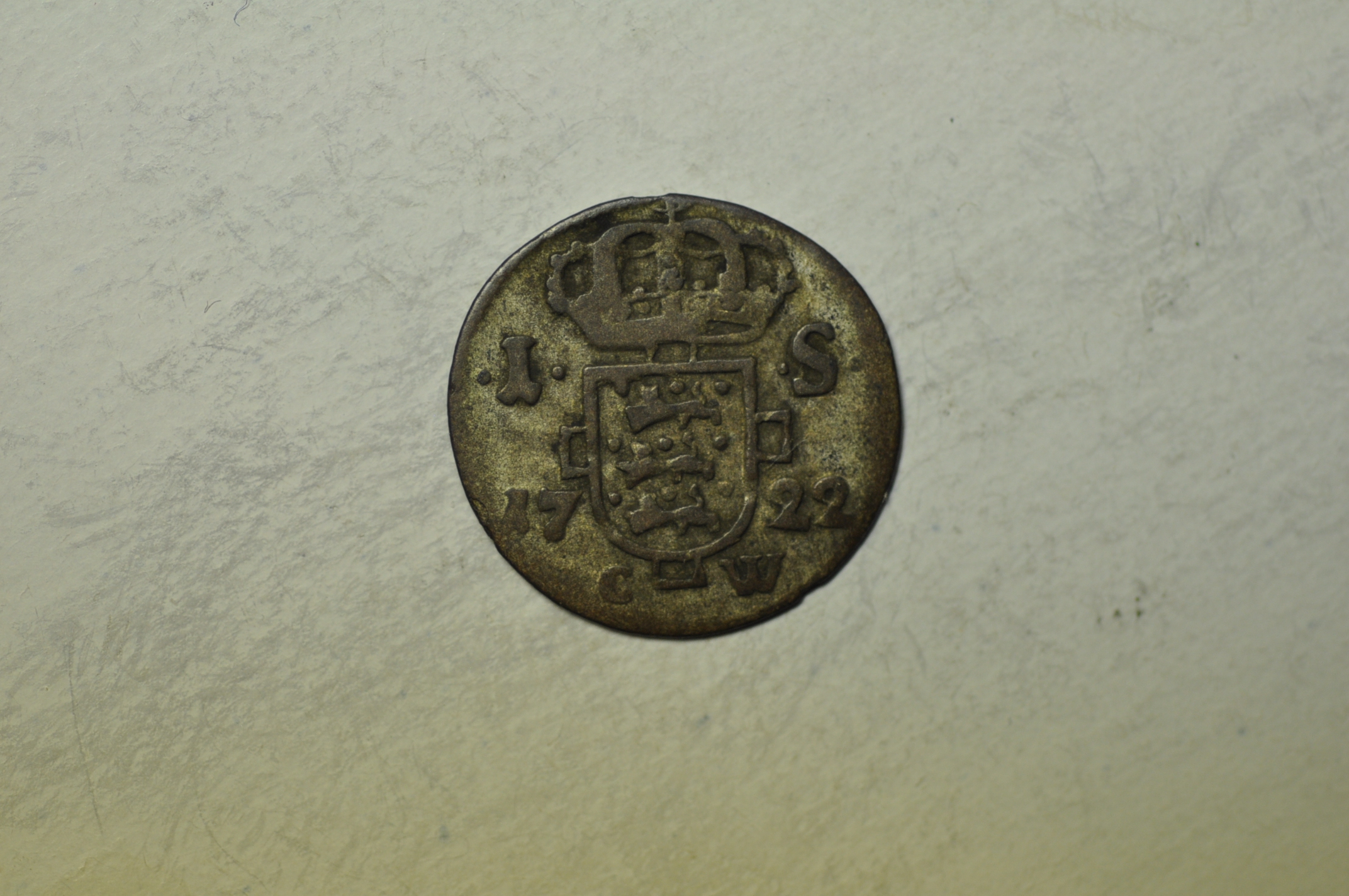 Denmark; Silver Skilling 1722 CW | European Coins