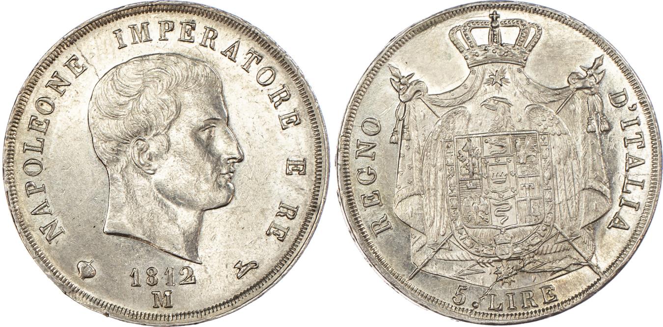 ITALY, NAPOLEON (1805-1814), SILVER 5 LIRE, 1812 | European Coins