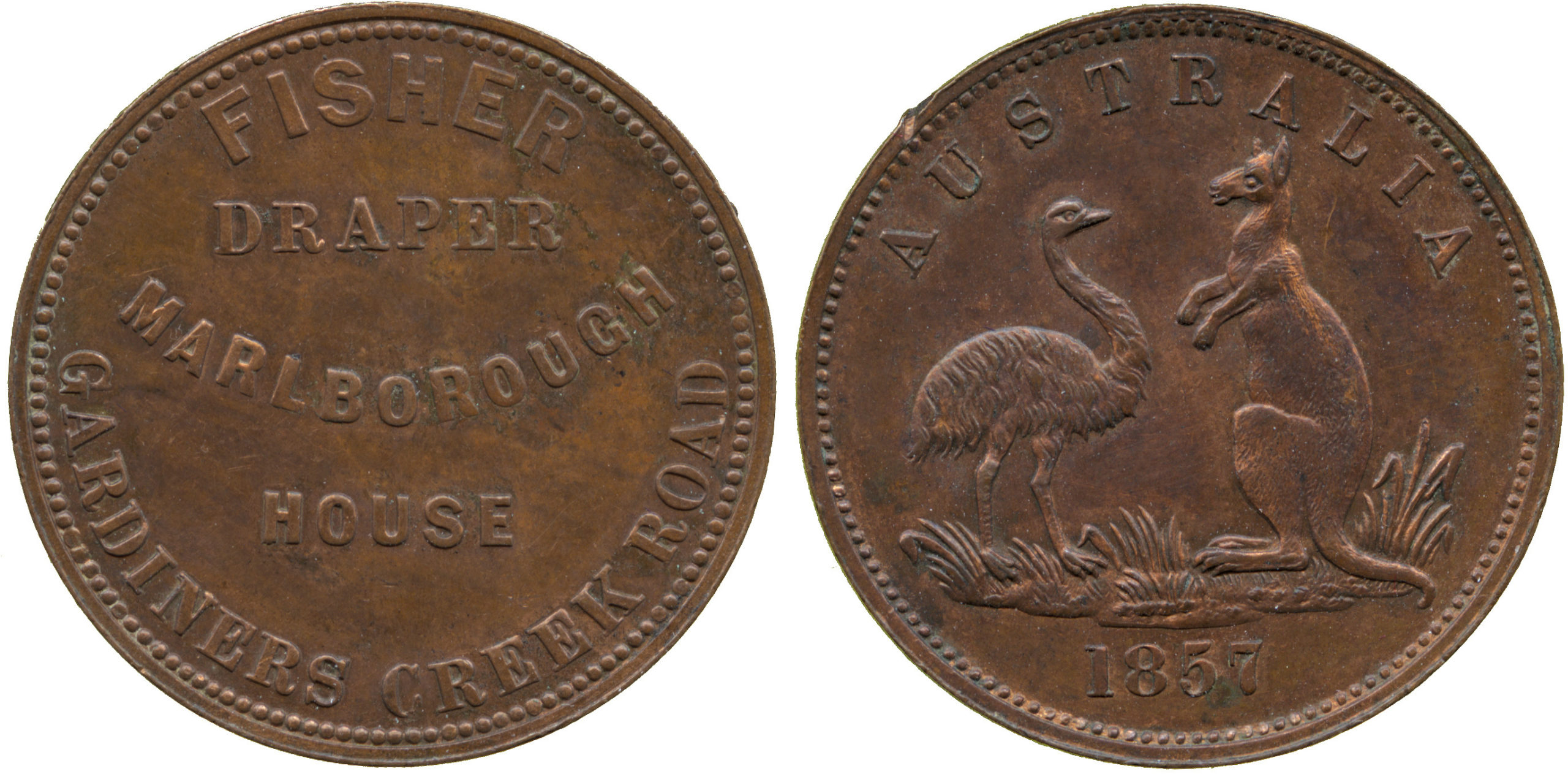 AUSTRALIA, VICTORIA, ADVERTISING TOKEN, 1857 | Tokens & Medals
