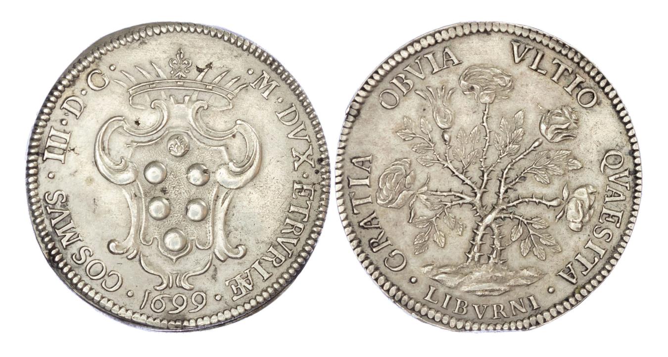 ITALY, LIVORNO, COSIMO III DE’ MEDICI (1670-1723), SILVER PEZZA DELLA ...