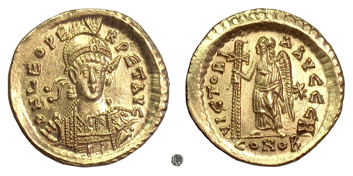 Leo I. AV Solidus, Constantinople mint; 457-468 AD. Victory