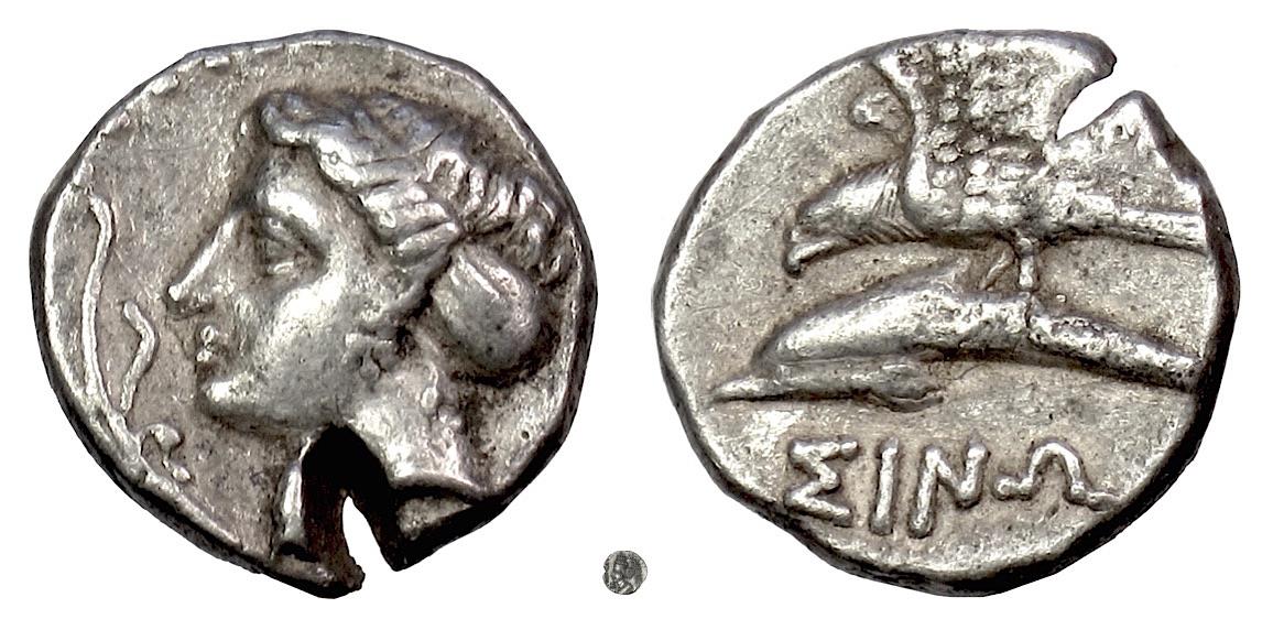 PAPHLAGONIA, Sinope. AR Drachm, circa 350-300 BC. Nymph / Sea eagle on ...