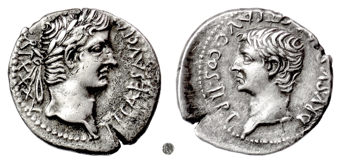 TIBERIUS with Drusus. AR drachm, Caesarea-Eusebia, struck 33/4 AD