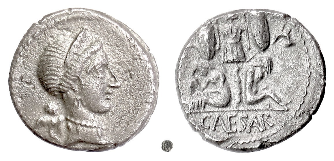 JULIUS CAESAR. AR Denarius, Military mint in Spain, 46-45 BC. Venus ...
