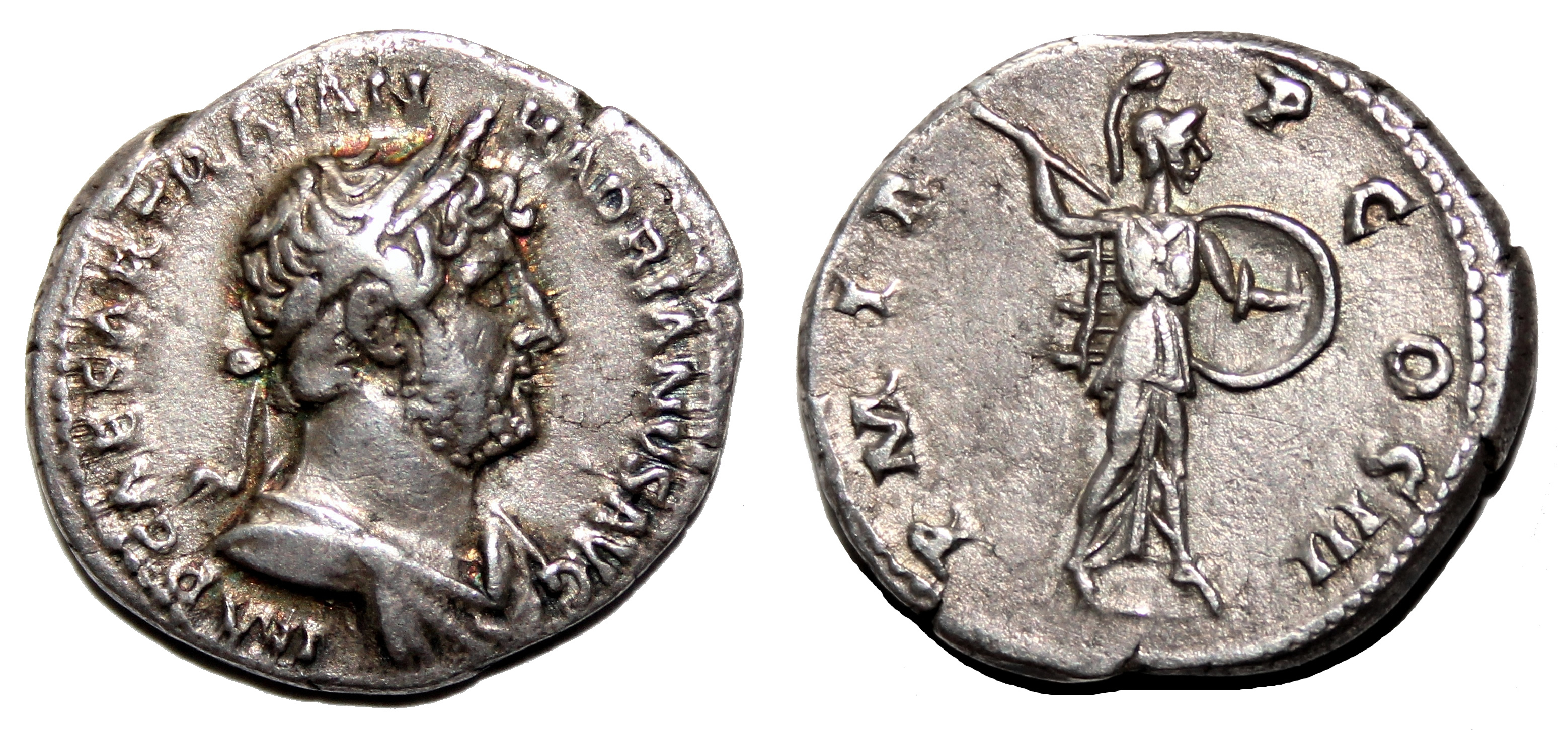 HADRIAN AR Denarius. EF-. Minerva. | Roman Imperial Coins