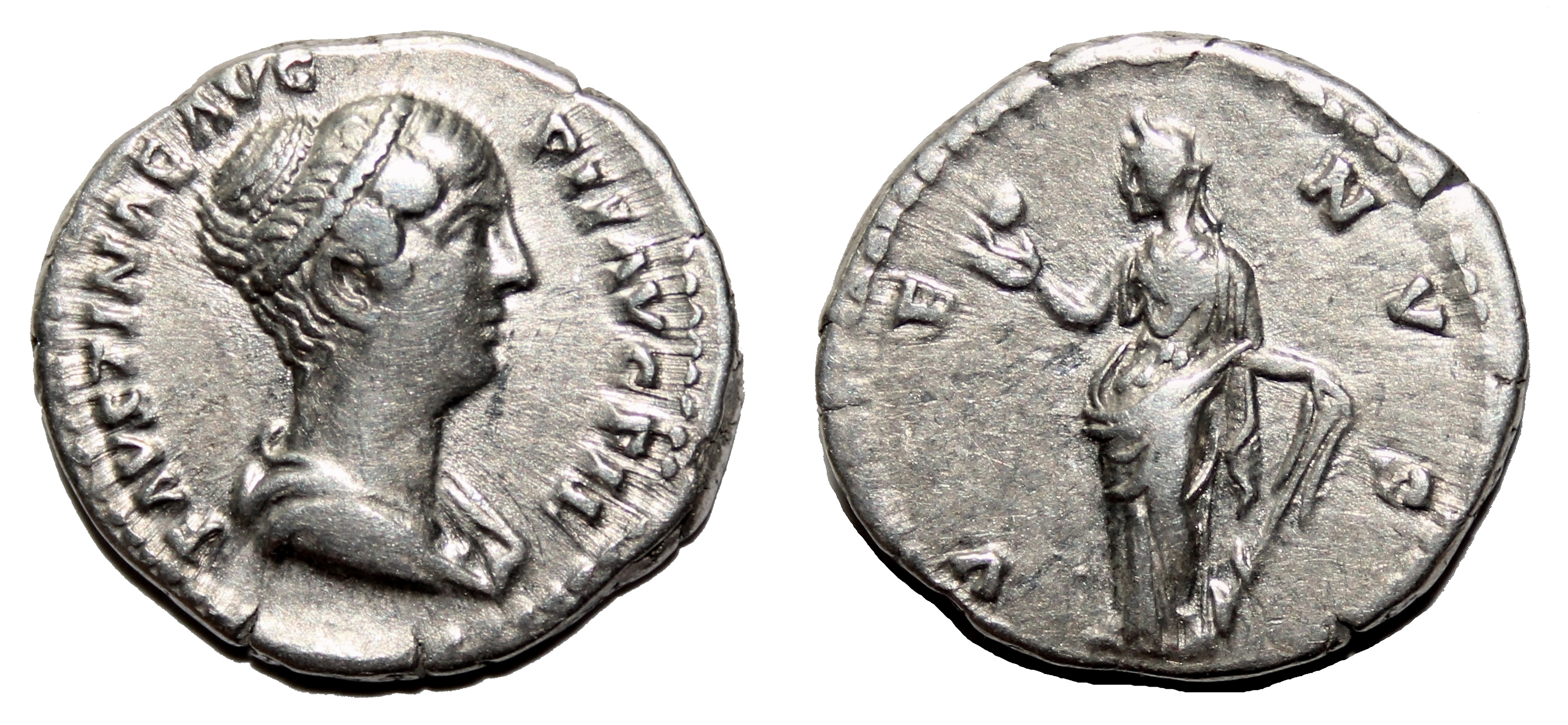 FAUSTINA II Minor AR Denarius. EF-. Venus. | Roman Imperial Coins