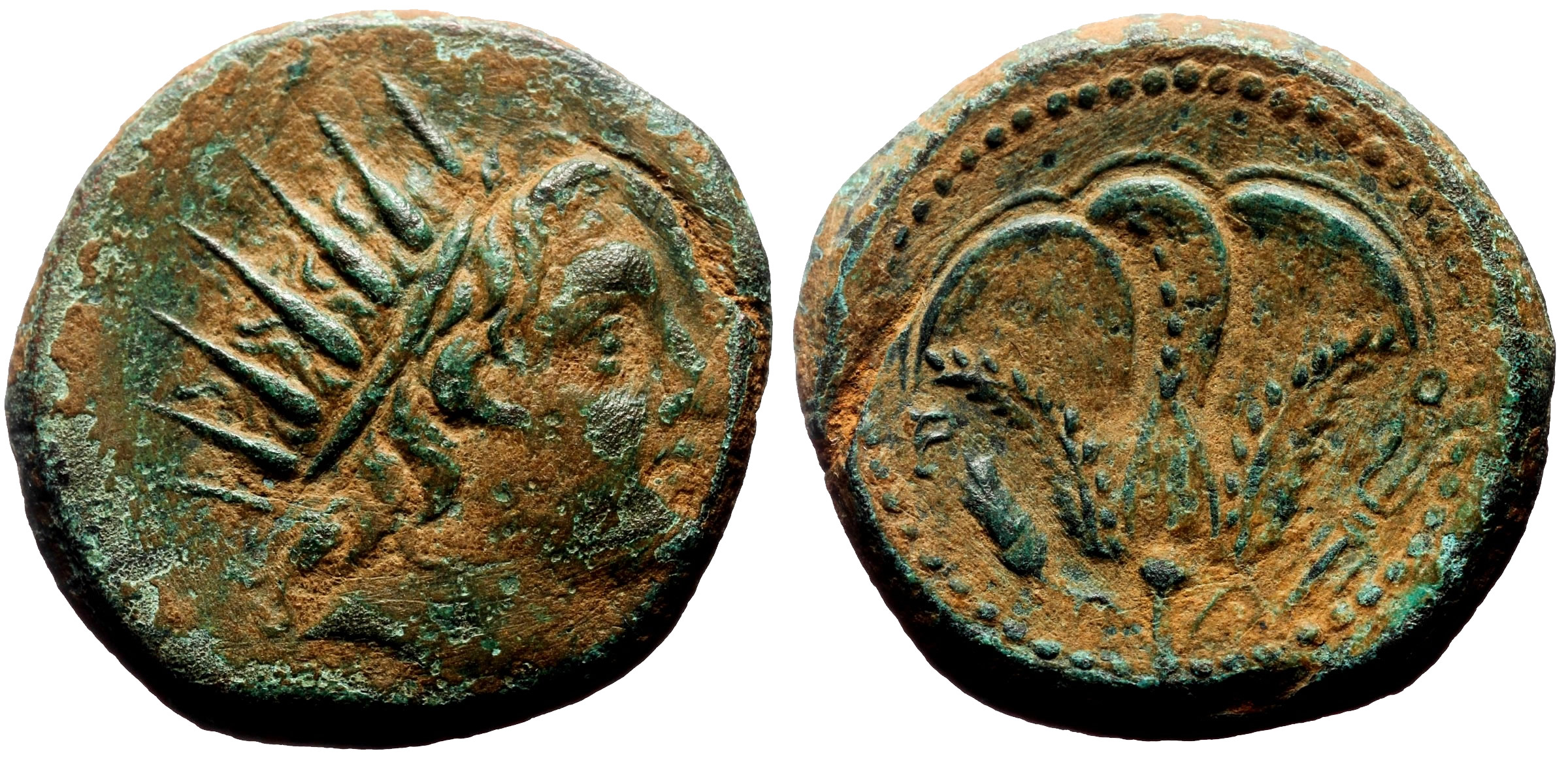RHODES (Caria) AE29. EF-. Helios - Rose. SCARCE ISSUE! | Greek Coins