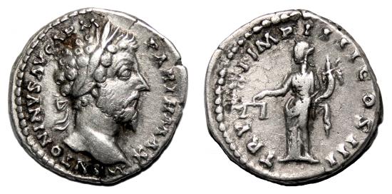 MARCUS AURELIUS AR Denarius. EF-/VF+. The equity. | Roman Imperial Coins