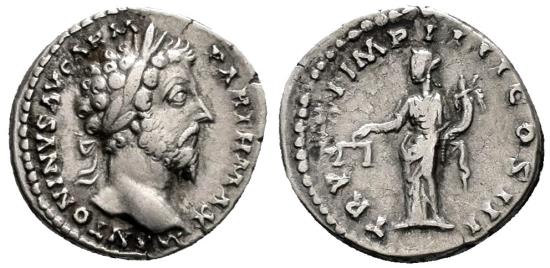 MARCUS AURELIUS AR Denarius. EF-/VF+. The equity. | Roman Imperial Coins