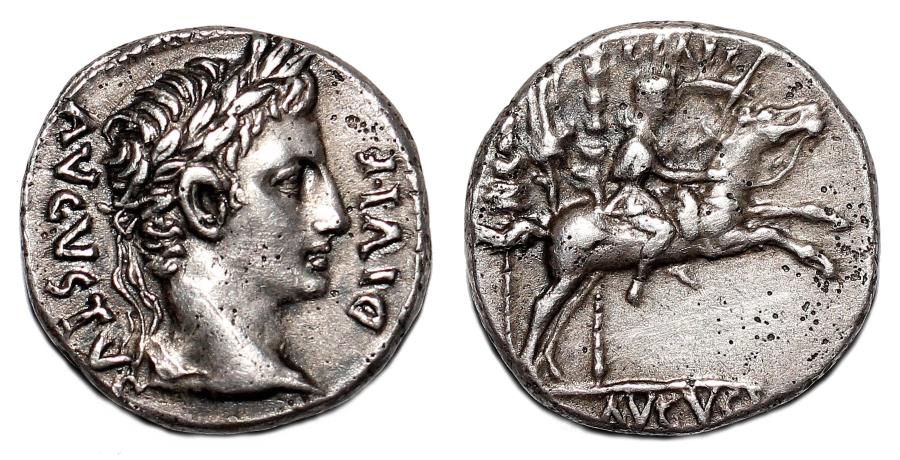 AUGUSTUS AR Denarius. EF+/EF. 9-8 BC. Gaius Cesar. | Roman Imperial Coins