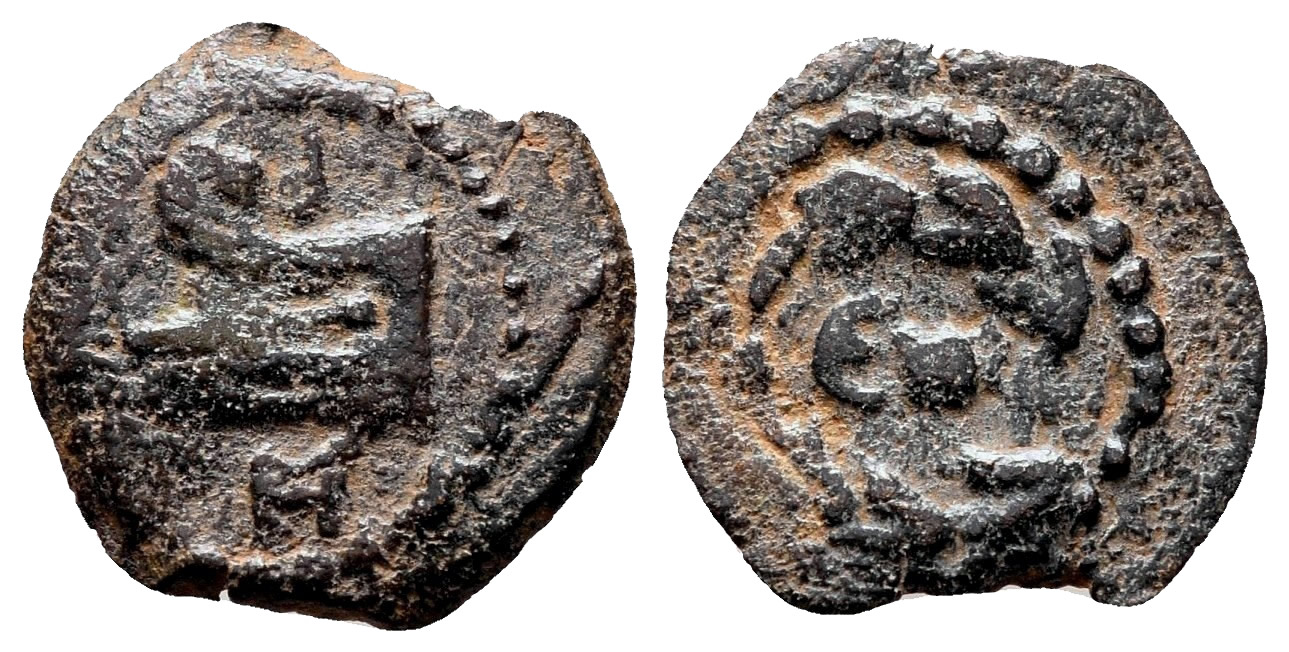 JUDAEA. Herod II Archelaos AE Half Prutah. VF+. Jerusalem, 4 BC - AD 6.