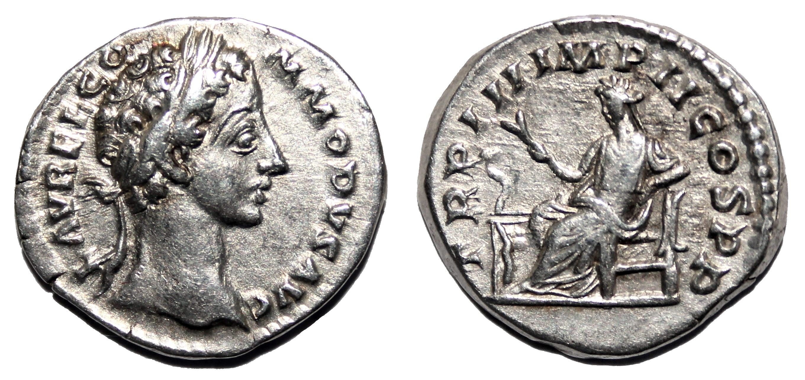 COMMODUS AR Denarius. aEF. The health. | Roman Imperial Coins