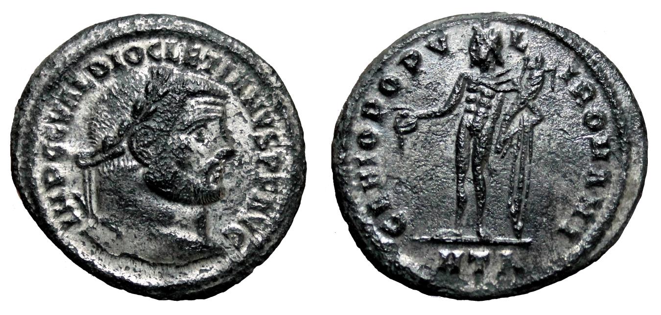 DIOCLETIAN Bi Follis. VF+. SILVERED. Heraclea mint. Genio. | Roman ...