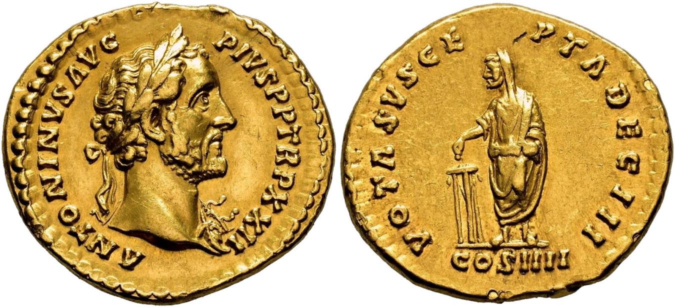 ANTONINUS PIUS AU Aureus. EF/aEF. Rare bust with aegis. | Roman ...