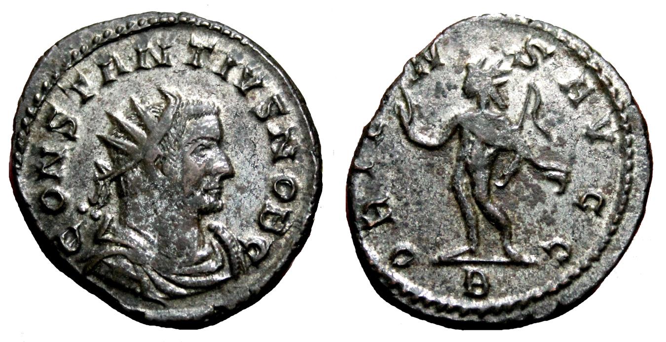 CONSTANTIUS I CHLORUS Bi Antoninianus. EF-. Lugdunum mint. ORIENS AVGG.