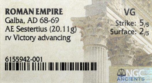Galba sestertius with Victory reverse...NGC slabbed | Roman Imperial Coins
