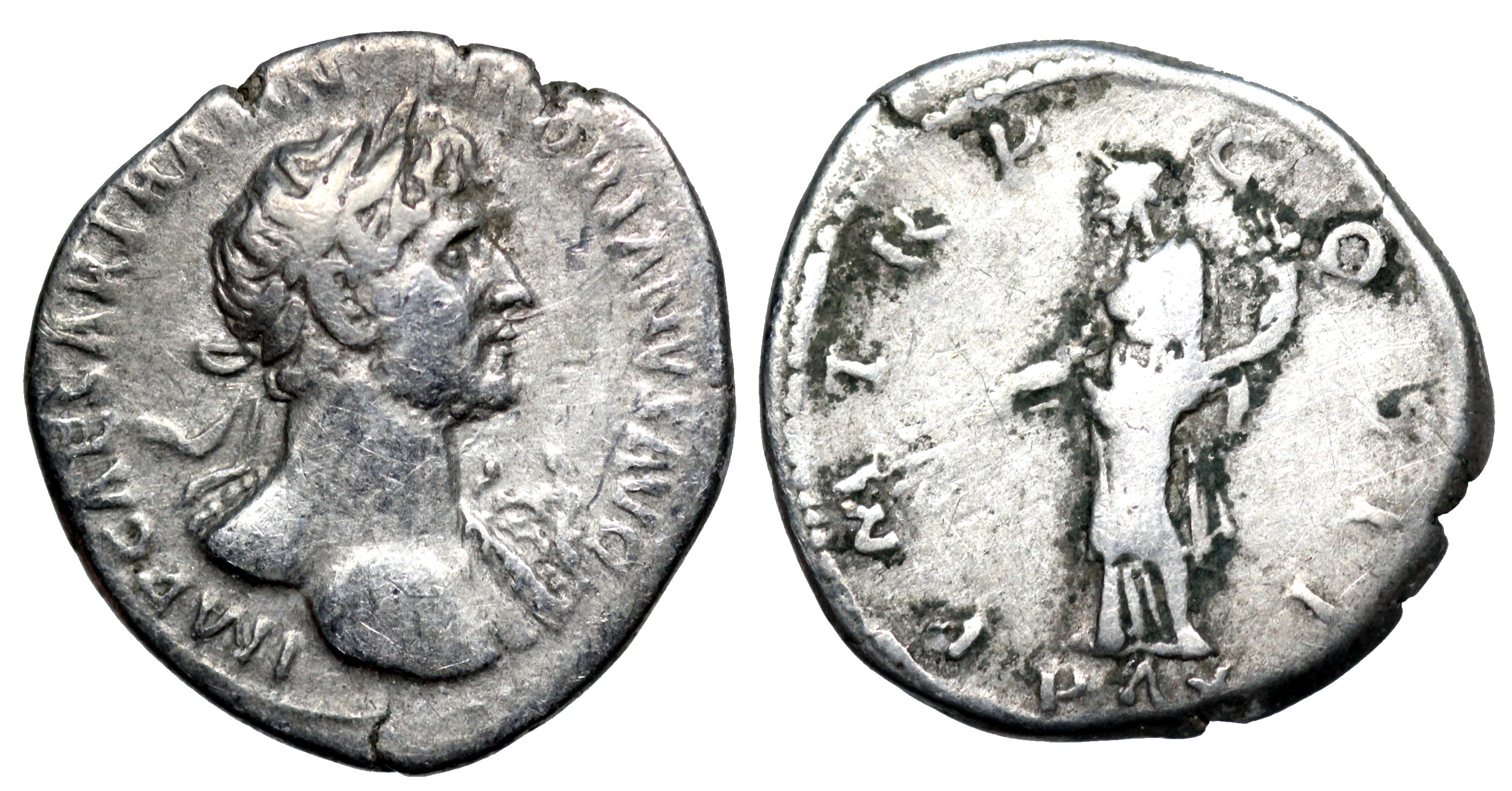 Hadrian P M TR P COS III; Pax from Rome | Roman Imperial Coins