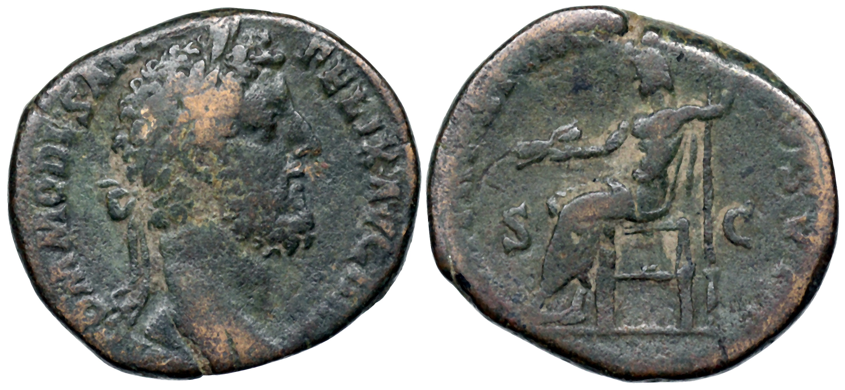 Commodus sestertius with Jupiter reverse…ex-Kellogg | Roman Imperial Coins