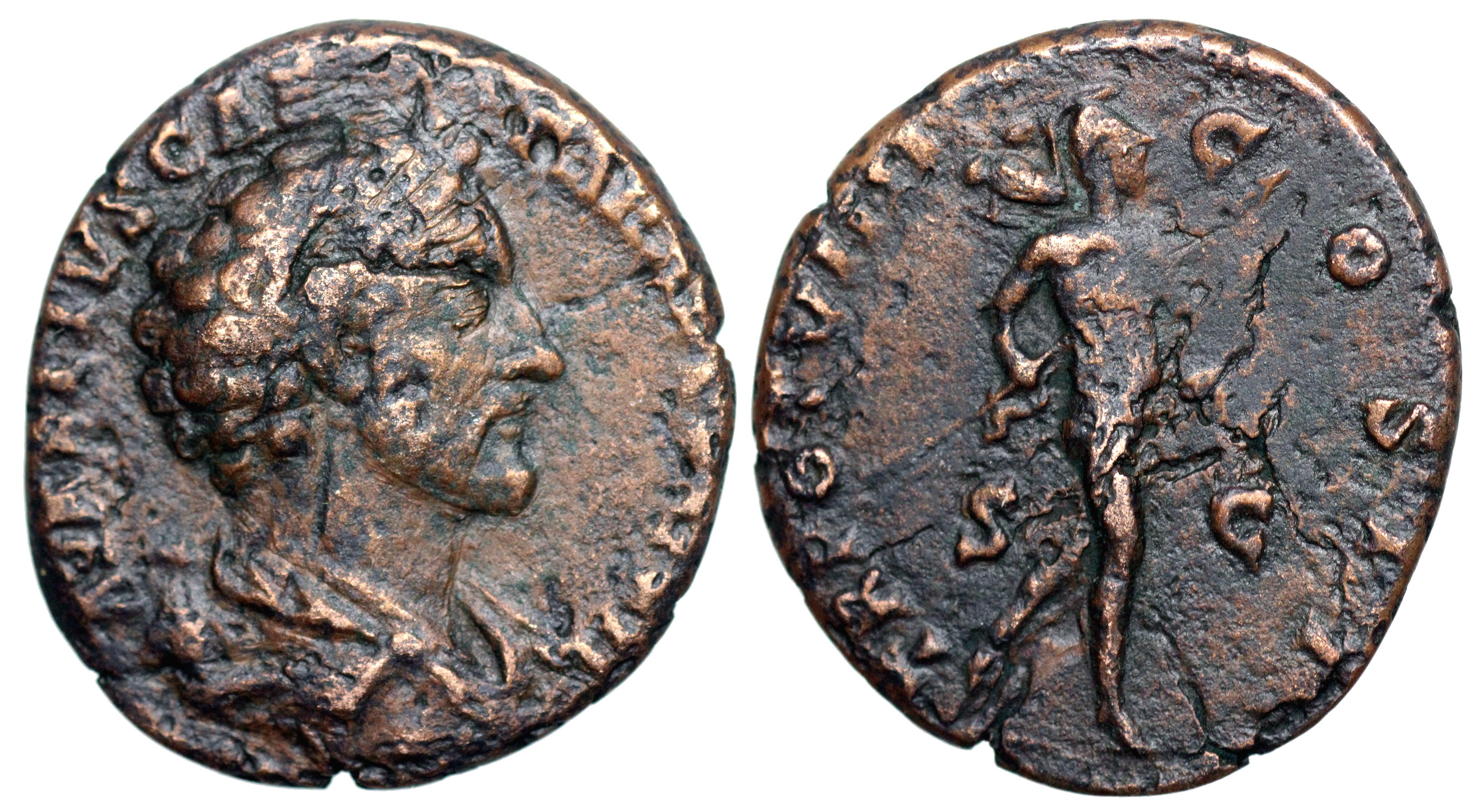 Marcus Aurelius TR POT VIIII COS II; Mars from Rome | Roman Imperial Coins