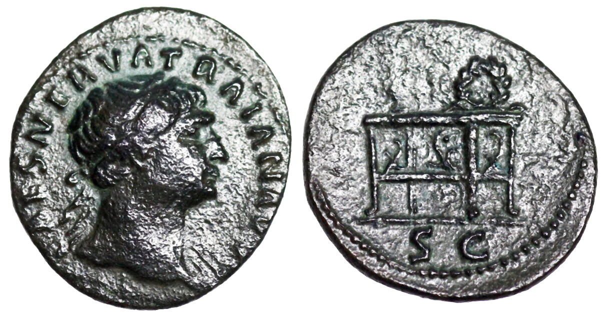 Trajan…semis from Rome with gaming table reverse | Roman Imperial Coins