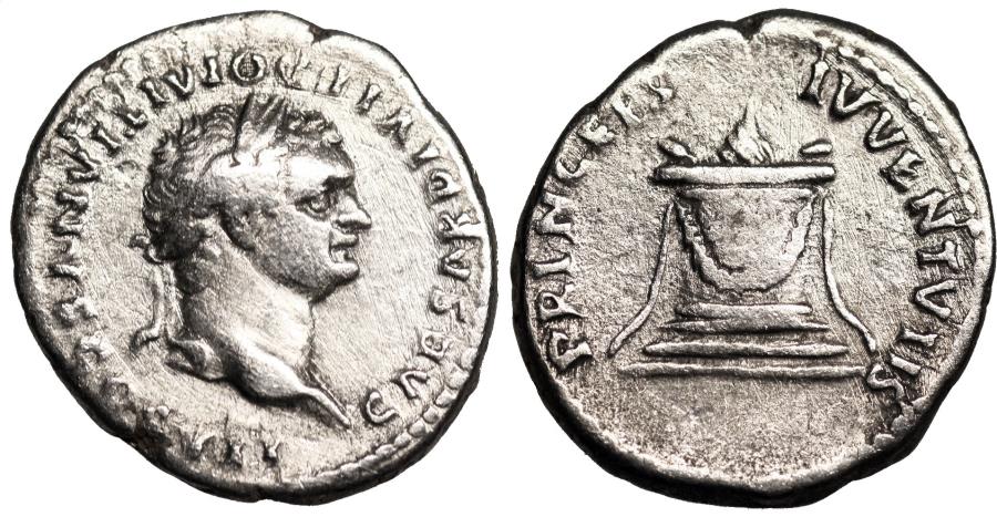 Domitian PRINCEPS IVVENTVTIS…altar from Rome | Roman Imperial Coins