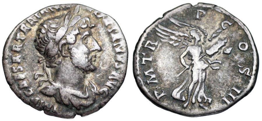 Hadrian P M TR P COS III Victory reverse from Rome | Roman Imperial Coins