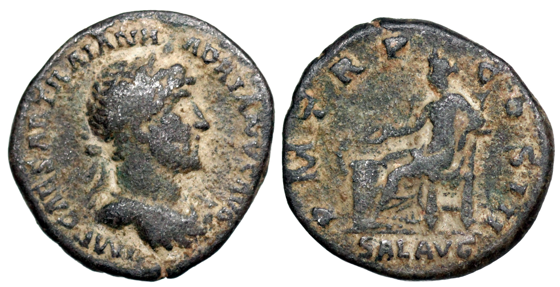 Hadrian PM TR P COS III; Salus limes denarius | Roman Imperial Coins