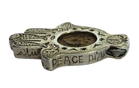 Silver Hamsa pendant with original coin of the High Priest Yonatan ...
