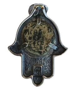 Silver Hamsa pendant with original coin of the High Priest Yonatan ...