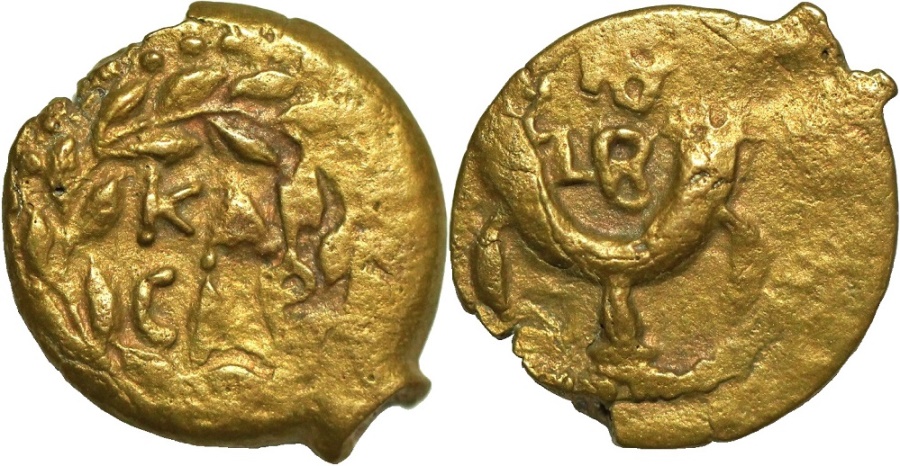 A bronze prutah of Valerius Gratus, procurator of Judea under Tiberius