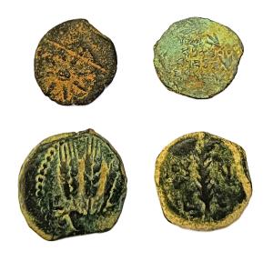 Judaea: representative set of four (4) bronze Jewish coins, Land of ...