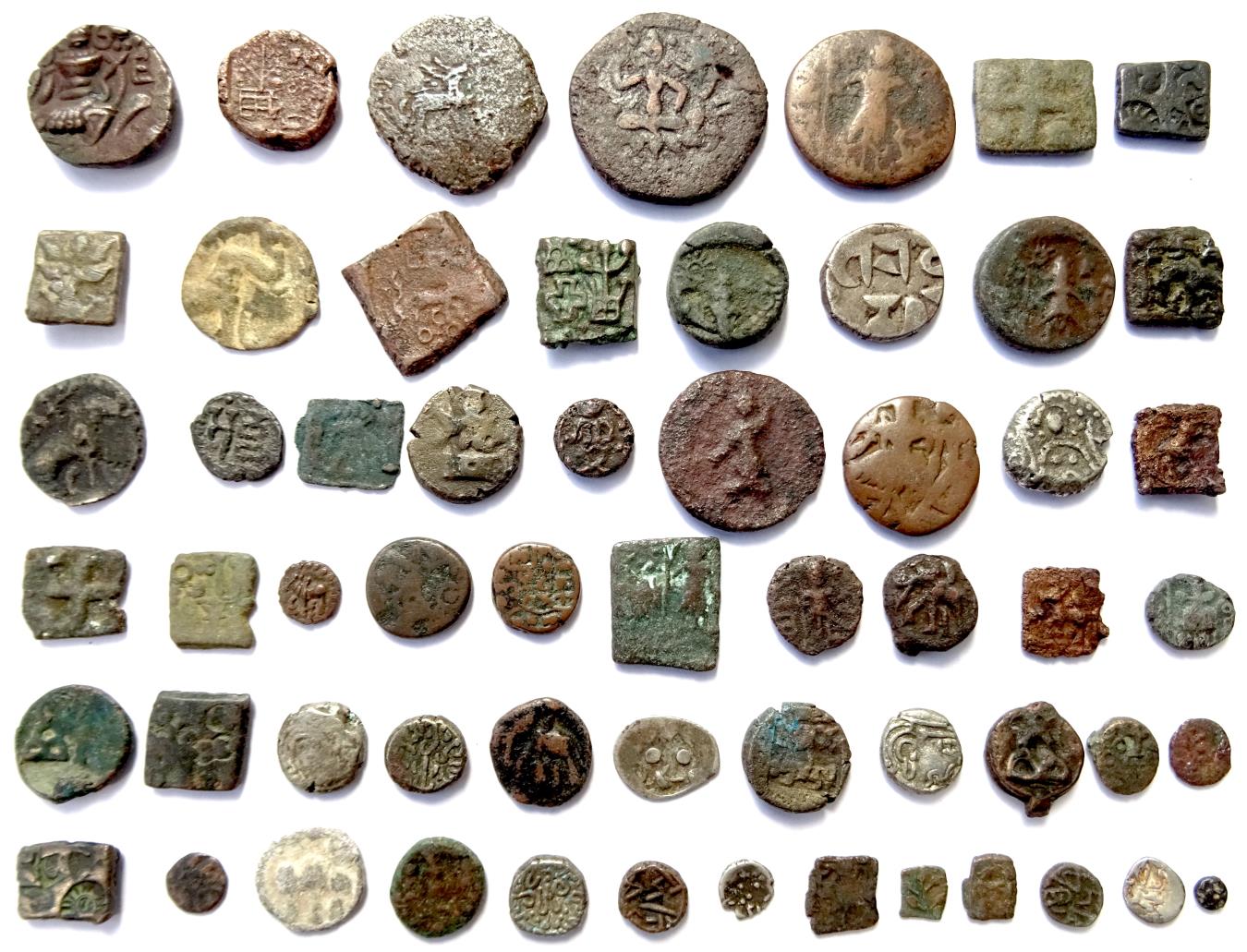 INDIA, ANCIENT: Coins from 200 BC-1100 AD. Collection of 58 silver & copper coins.