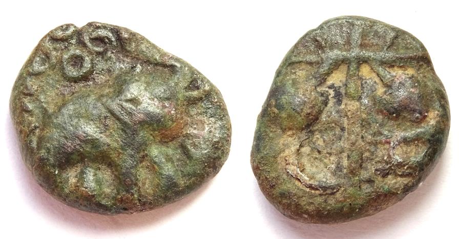 INDIA, SATAVAHANA: Paithan elephant copper coin. Rare. | Ancient ...