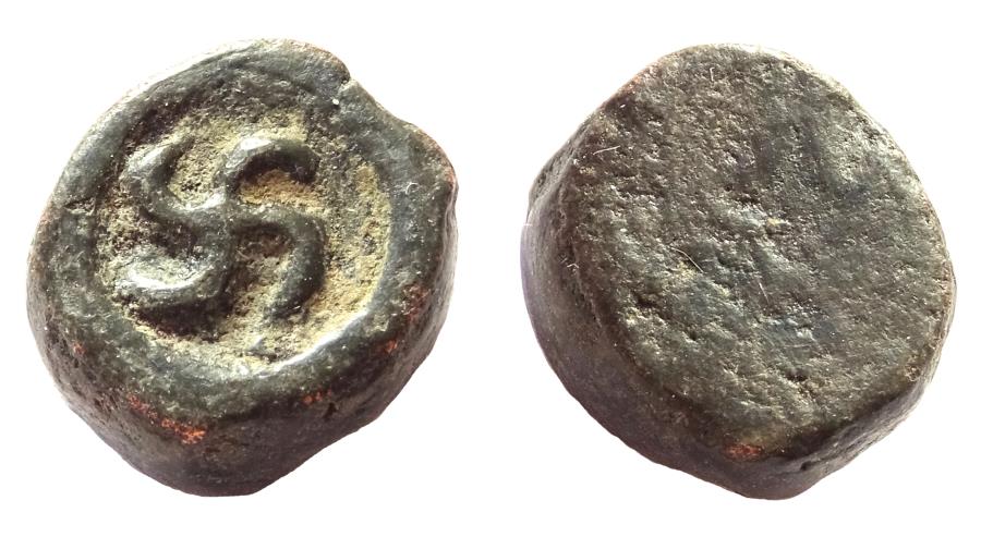 INDIA, TAXILA: Copper coin with swastika. Rare and CHOICE. | Ancient ...
