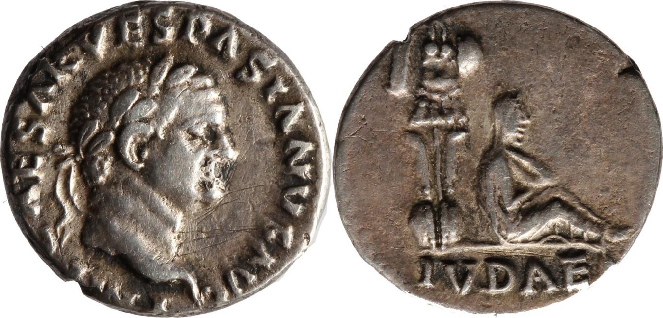 Vespasian (AD 69-79), Judaea Capta denarius. Rome mint. Struck circa 21 ...