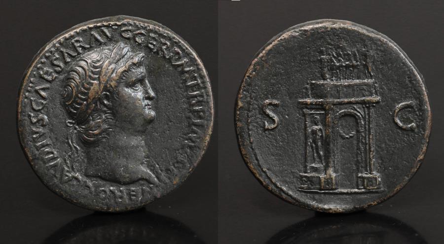 Nero AE Sestertius 64 AD Rare XF Great Portrait Dark Patina Roman Coin ...