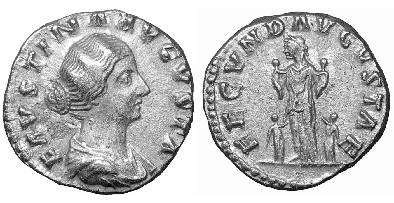 Faustina Jr., Issue by Marcus Aurelius & Lucius Verus, 161 AD. Silver ...
