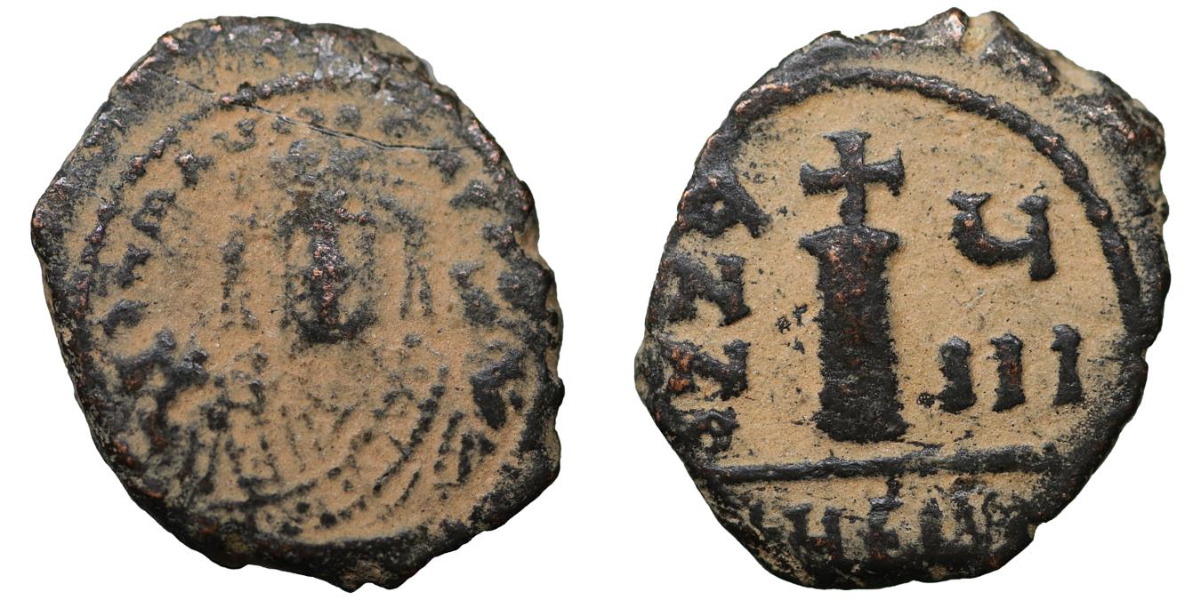 Justin II, 565-578, AE 10 Nummi decanummium. Theupolis VF+ | Byzantine ...
