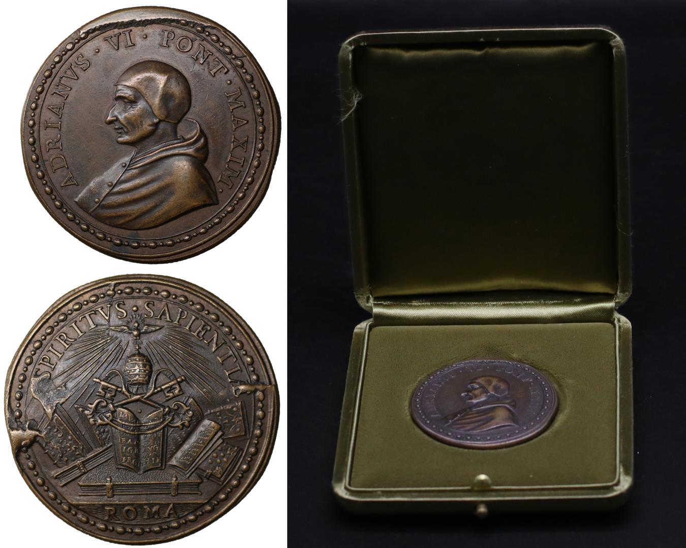 Papal States Hadrian VI 1522-1523 Posthumous Medal Rare. XFUNC